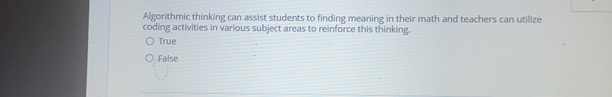 Solved Algorithmic thinking can assist students to finding | Chegg.com