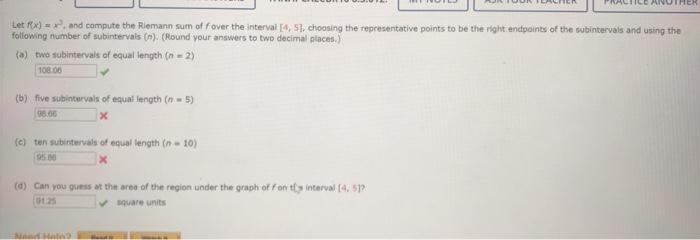 Solved Let Fx) = and compute the Riemann sum of fover the | Chegg.com