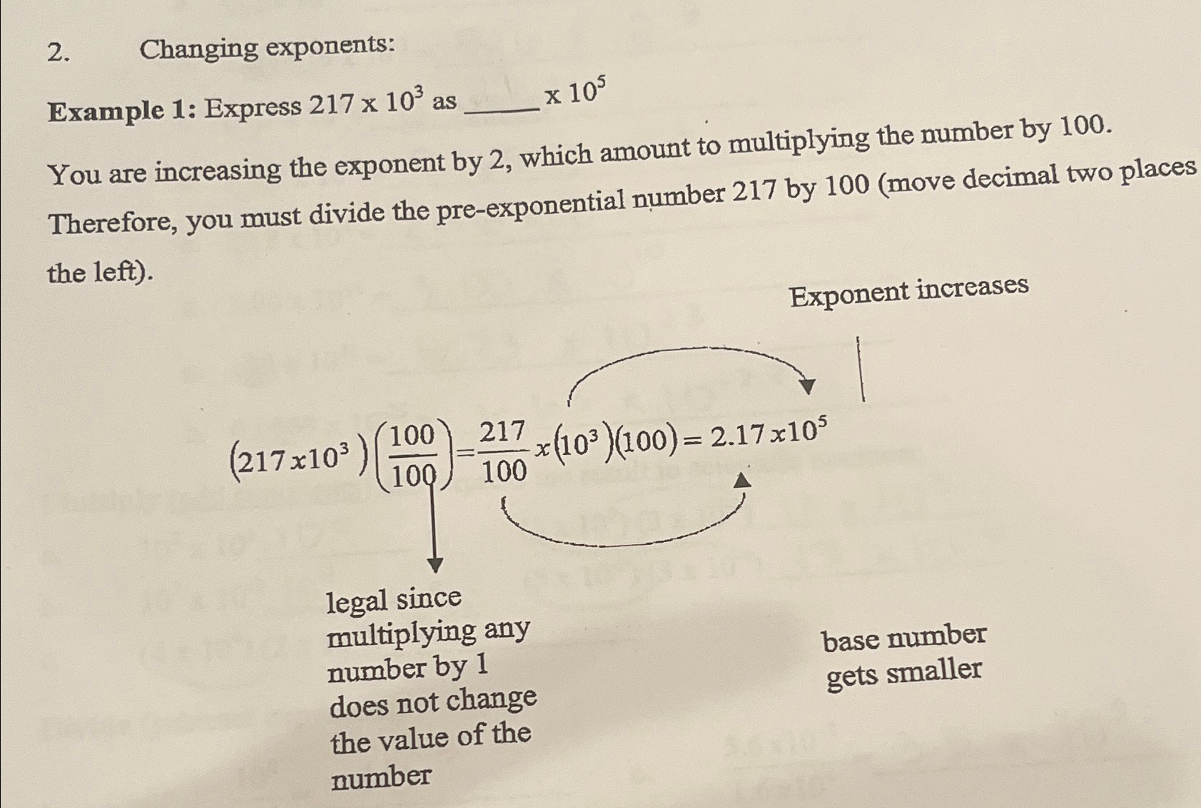 Changing exponents:Example 1: Express 217×103 | Chegg.com