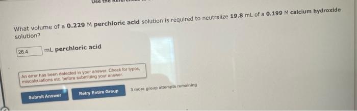 Solved What volume of a 0.229M perchloric acid solution is | Chegg.com