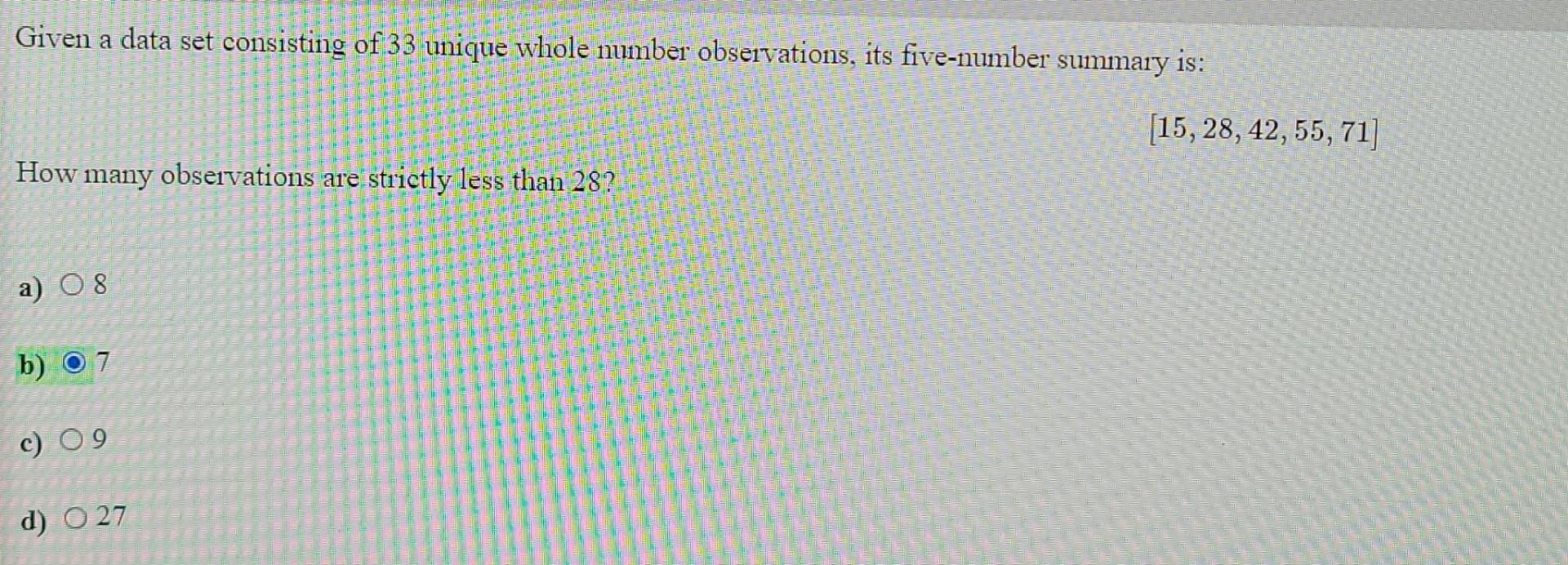Solved Given A Data Set Consisting Of 33 Unique Whole Number 