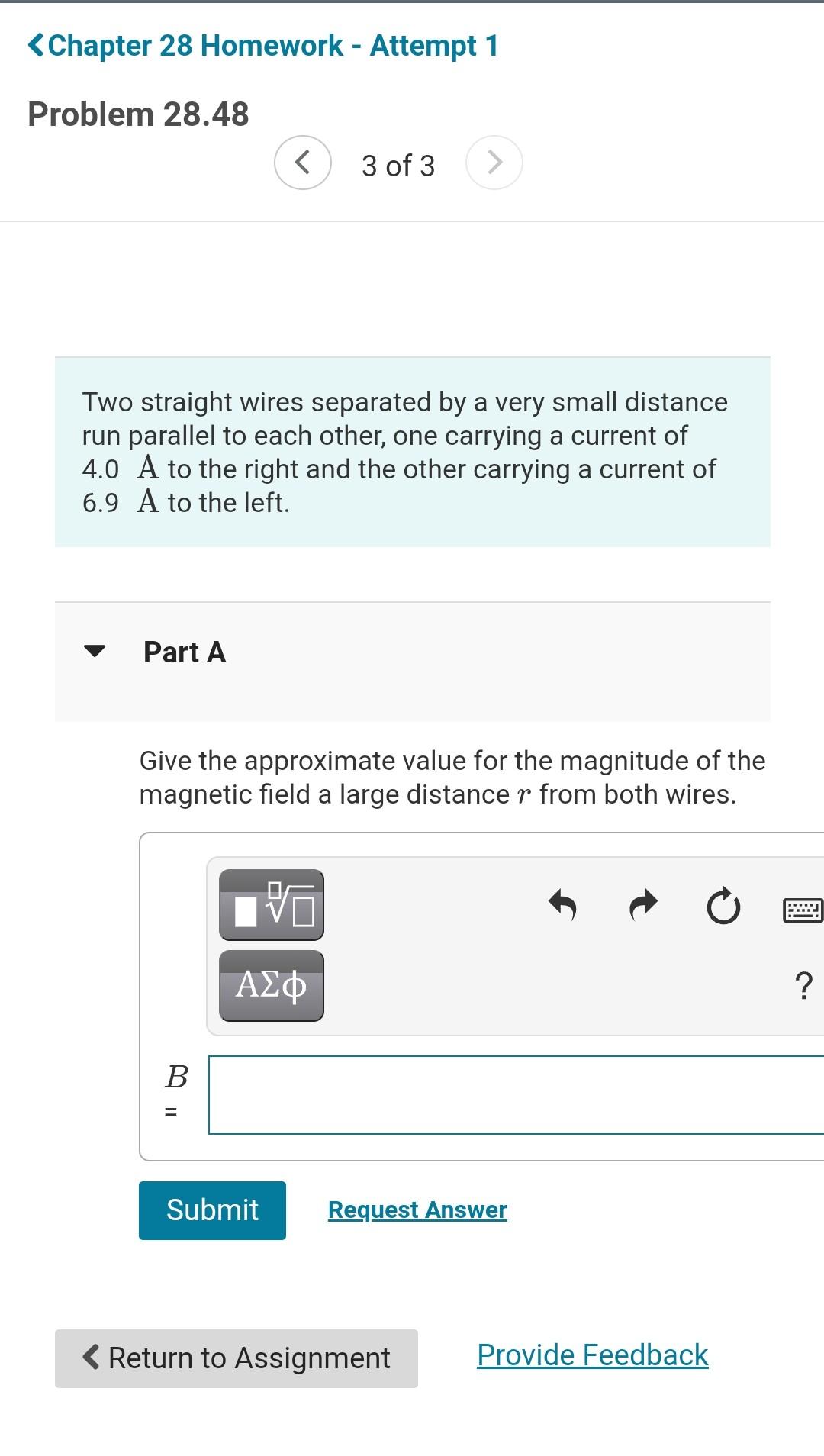 Solved Two straight wires separated by a very small distance | Chegg.com