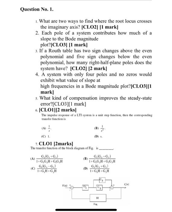 Solved 1. What are two ways to find where the root locus | Chegg.com