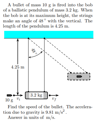 Solved A bullet of mass 10g ﻿is fired into the bobof a | Chegg.com