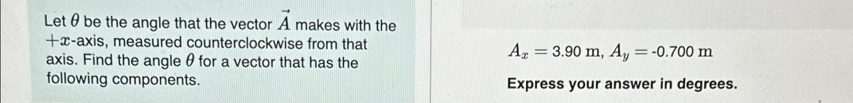 Solved Let θ ﻿be the angle that the vector vec(A) ﻿makes | Chegg.com
