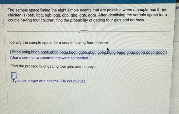 Solved The sample space listing the eight simple events that | Chegg.com