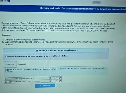 Solved niment Check my work mode: This shows what is correct | Chegg.com