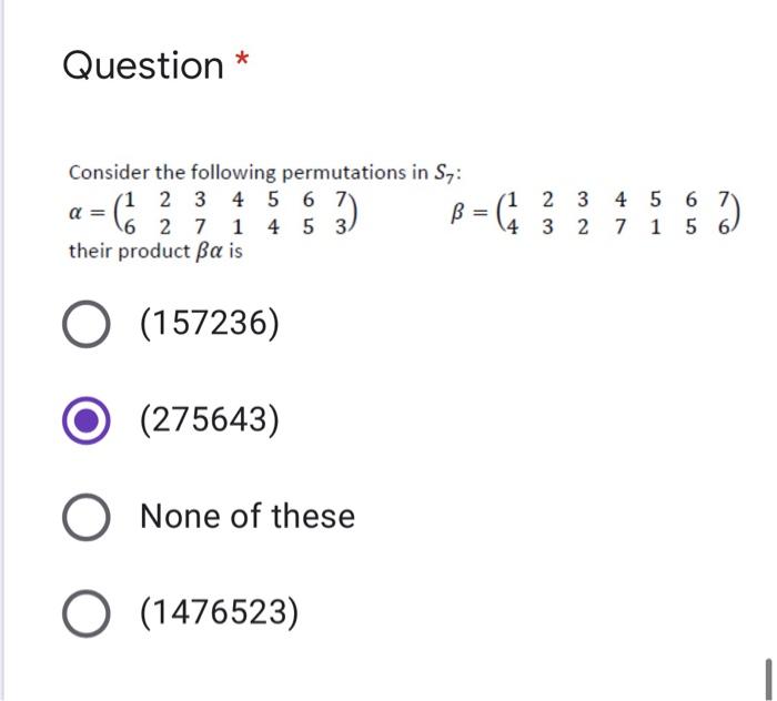Solved Question * Consider the following permutations in Sy | Chegg.com
