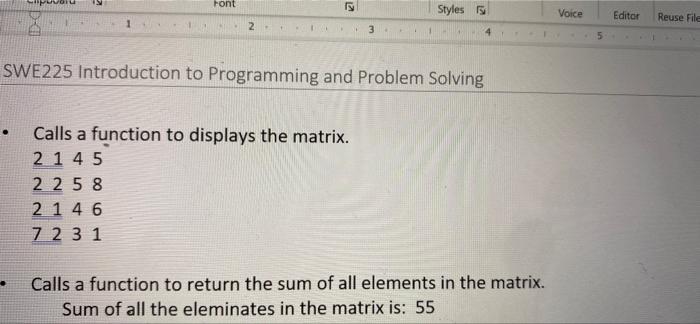 Solved Font 27 2 Styles Voice Editor Reuse File 2 3 SWE225 | Chegg.com