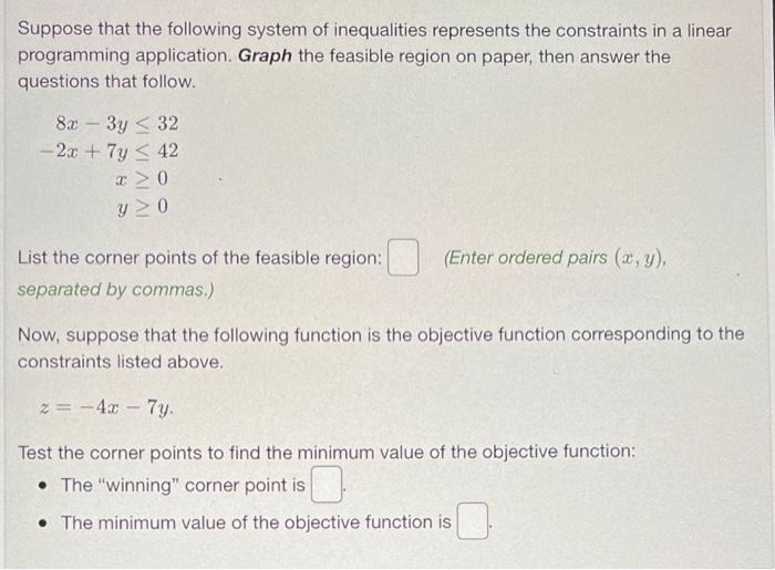 Solved Suppose that the following system of inequalities | Chegg.com