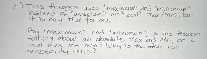 Solved 2) This theorem uses "maximum" and "minimum" instead | Chegg.com
