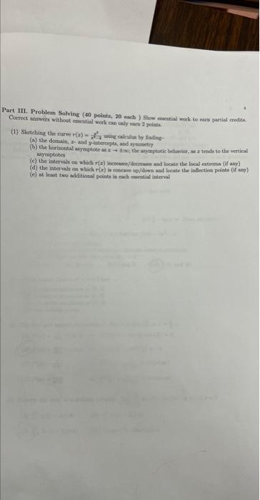 Solved Part 11I. Problem Solviag (40 points, 20 each) Show | Chegg.com