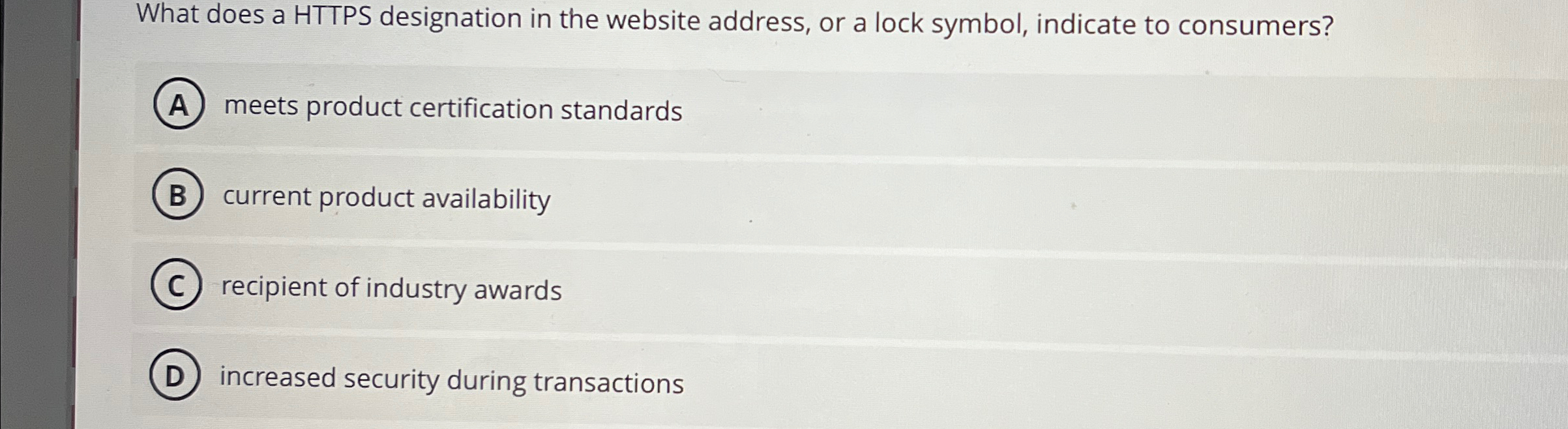 Solved What does a HTTPS designation in the website address, | Chegg.com
