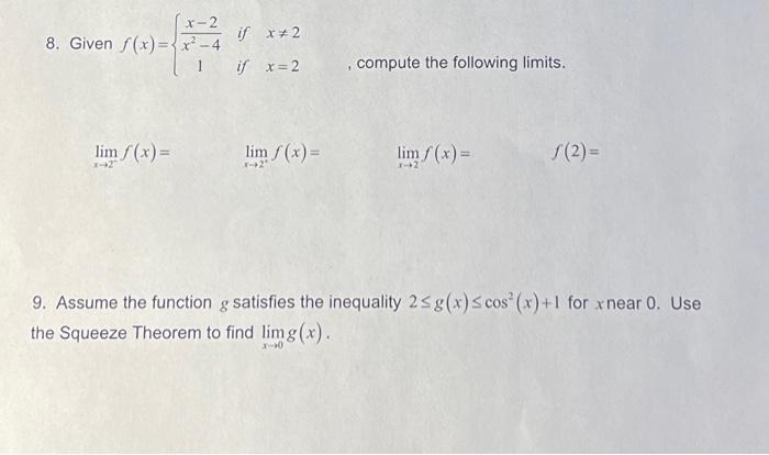 Solved 8. Given f(x)={x2−4x−21 if x =2 if x=2, compute the | Chegg.com