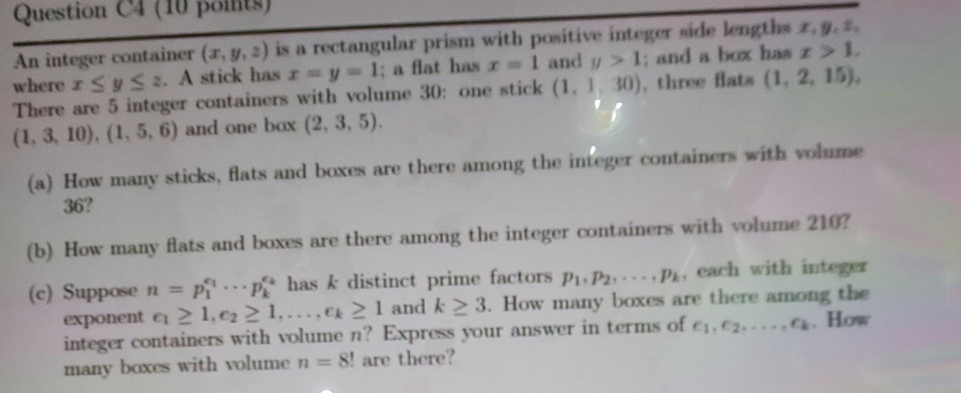 Solved An integer container (x,y,z) is a rectangular prism | Chegg.com Solved An integer container (x,y,z) is a rectangular prism | Chegg.com