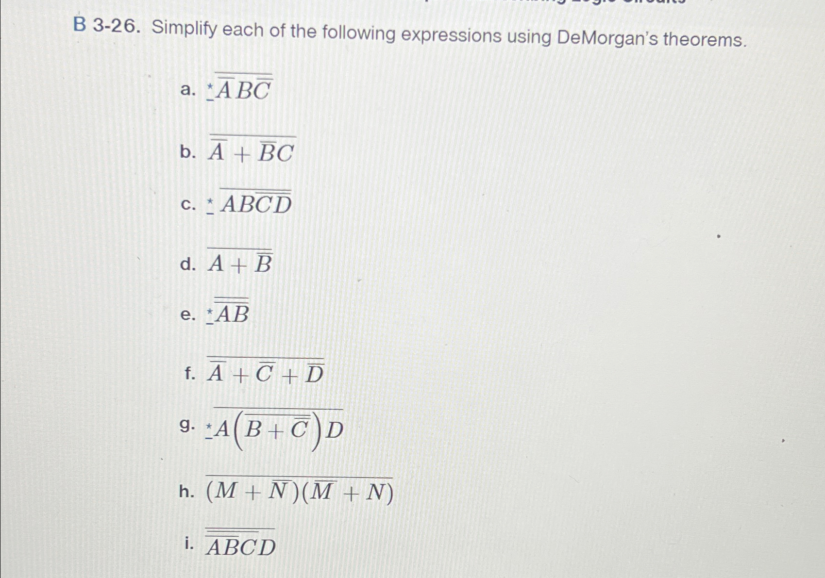 Solved B 3-26. ﻿Simplify each of the following expressions | Chegg.com