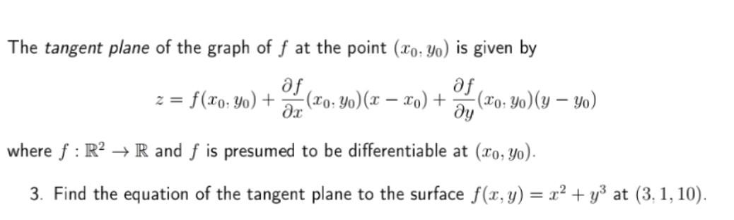 Solved The tangent plane of the graph of f at the point | Chegg.com