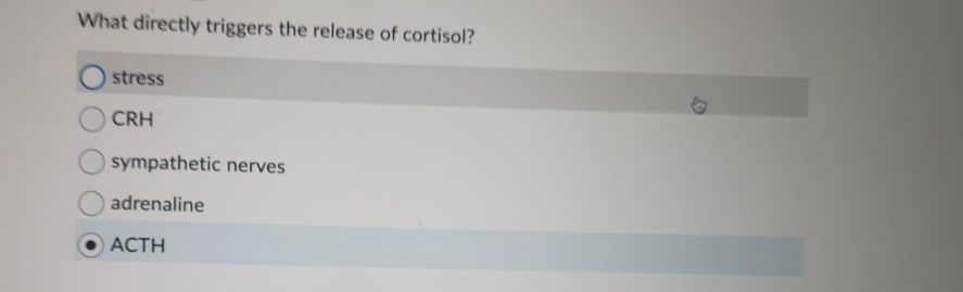 Solved What directly triggers the release of | Chegg.com