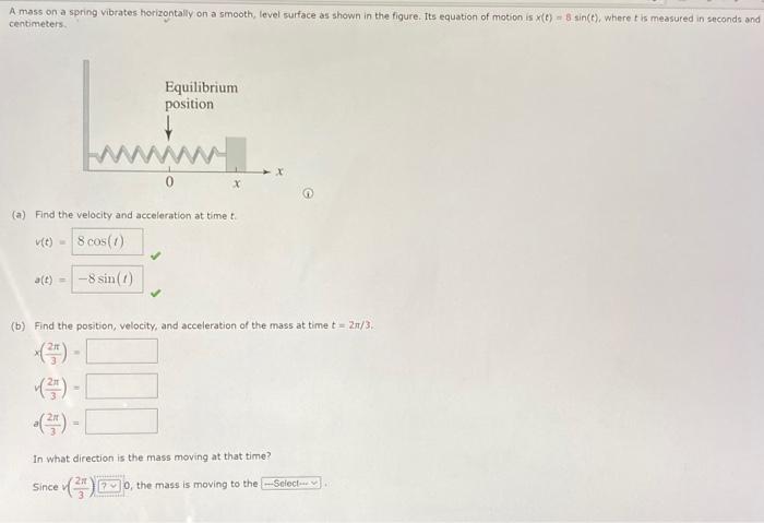 Solved A mass on a spring vibrates horizontally on a smooth, | Chegg.com