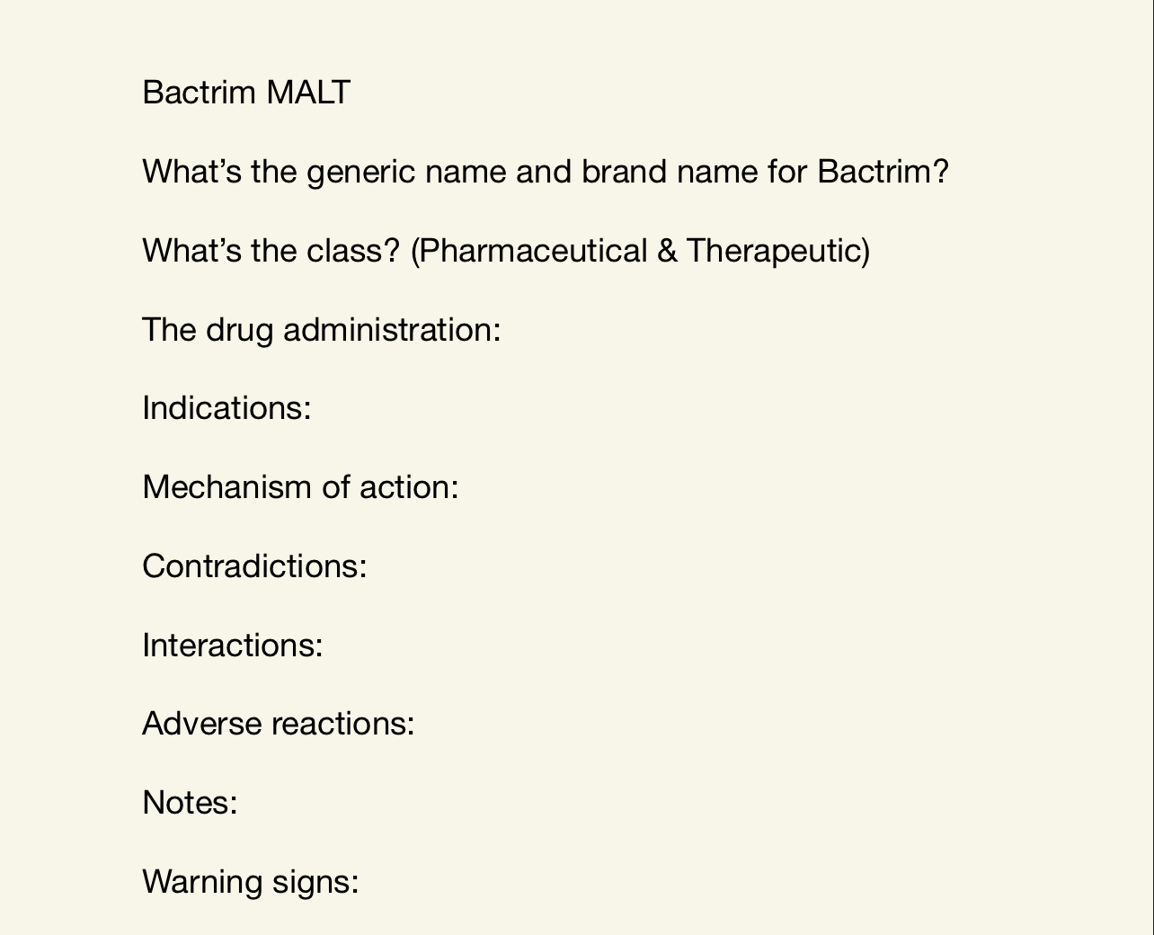 Solved Bactrim MALTWhat's the generic name and brand name | Chegg.com