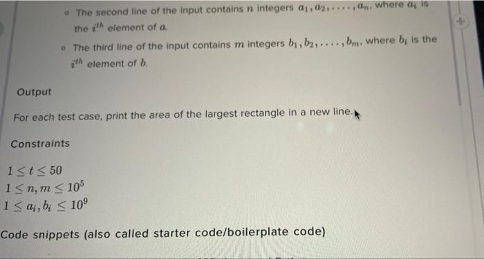 Solved Largest Rectangle You are given the following • Two | Chegg.com