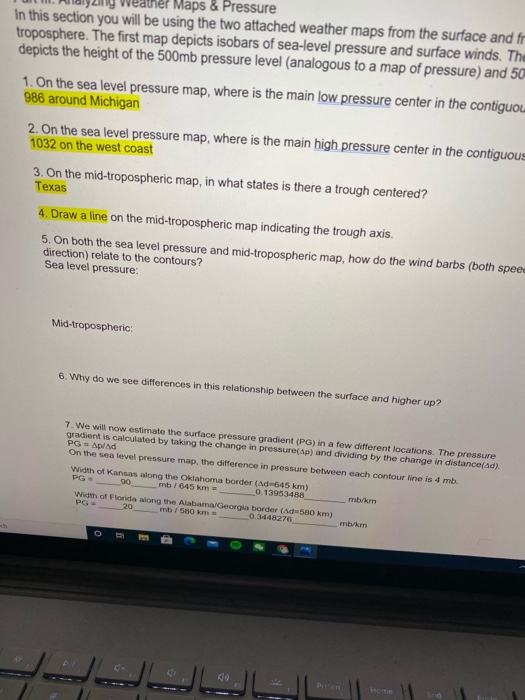 Solved Maps & Pressure In this section you will be using the | Chegg.com
