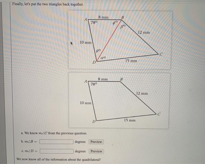 Solved Finally, let's put the two triangles back together. 8 | Chegg.com