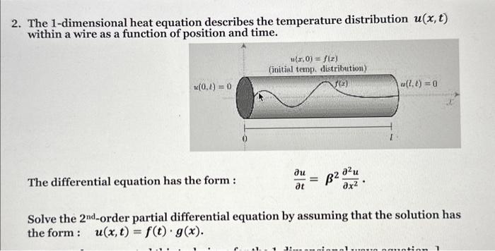 Solved 2. The 1-dimensional heat equation describes the | Chegg.com