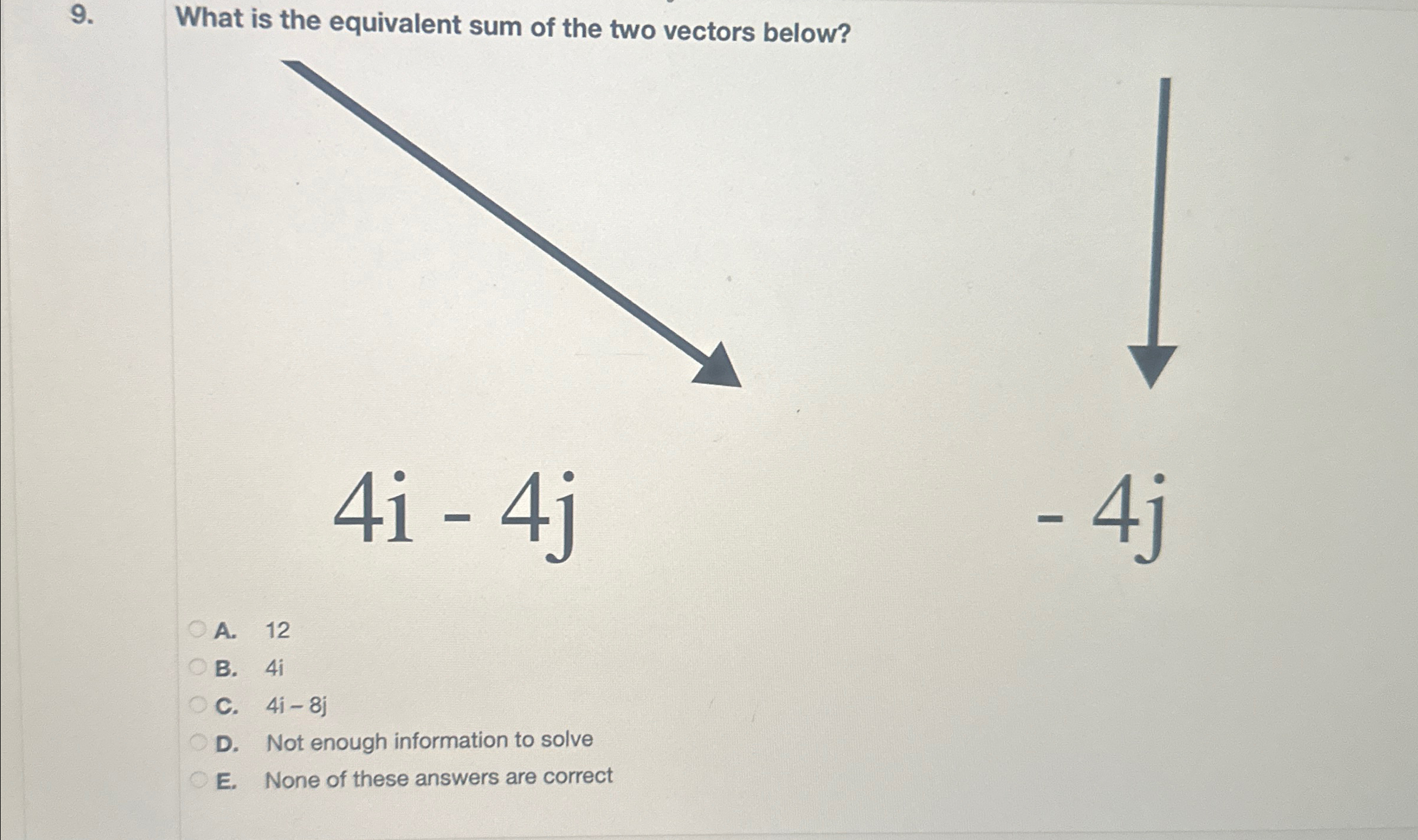 Solved What is the equivalent sum of the two vectors | Chegg.com