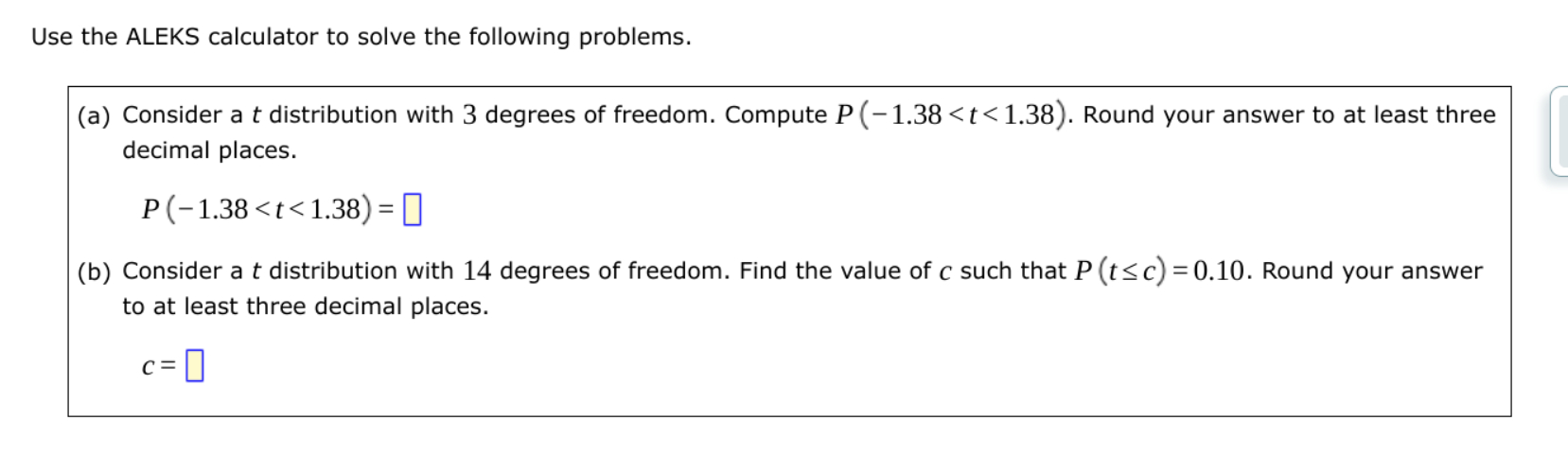 Use the ALEKS calculator to solve the following | Chegg.com