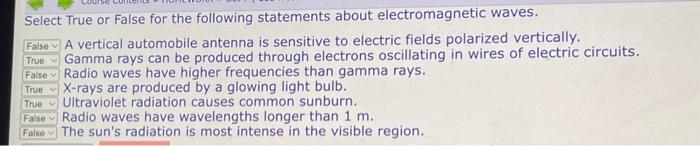 Solved Select True or False for the following statements | Chegg.com