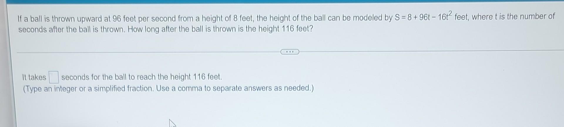 Solved If a ball is thrown upward at 96 feet per second from | Chegg.com