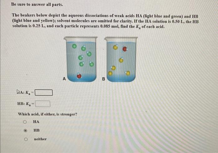 Solved Be sure to answer all parts. The beakers below depict | Chegg.com
