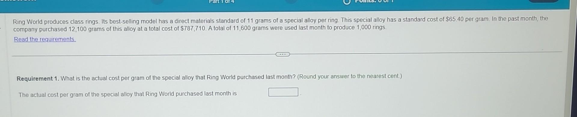 Solved company purchased 12,100 grams of this alloy at a | Chegg.com