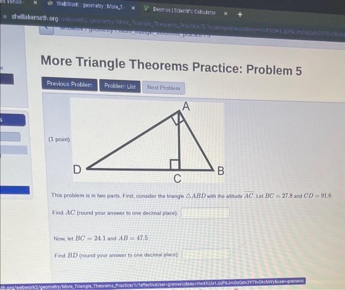 More Triangle Theorems Practice: Problem 5 (1 point | Chegg.com