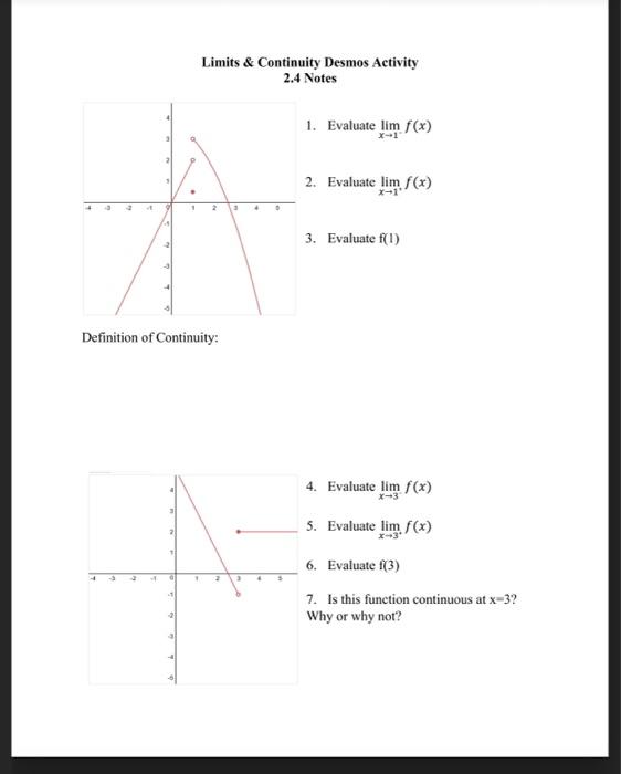 Solved Limits & Continuity Desmos Activity 2.4 Notes 1. | Chegg.com
