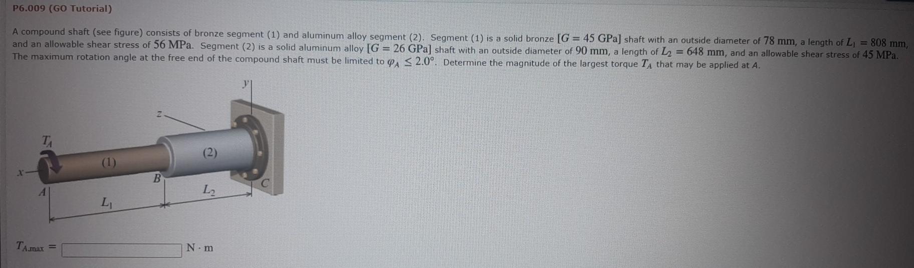 Solved P6.009 (GO Tutorial) A compound shaft (see figure) | Chegg.com