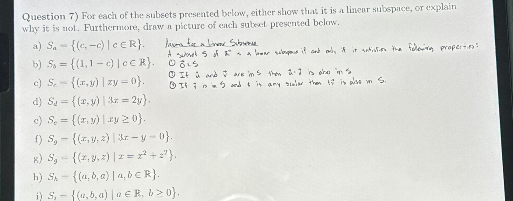 Solved Question 7) ﻿For each of the subsets presented below, | Chegg.com