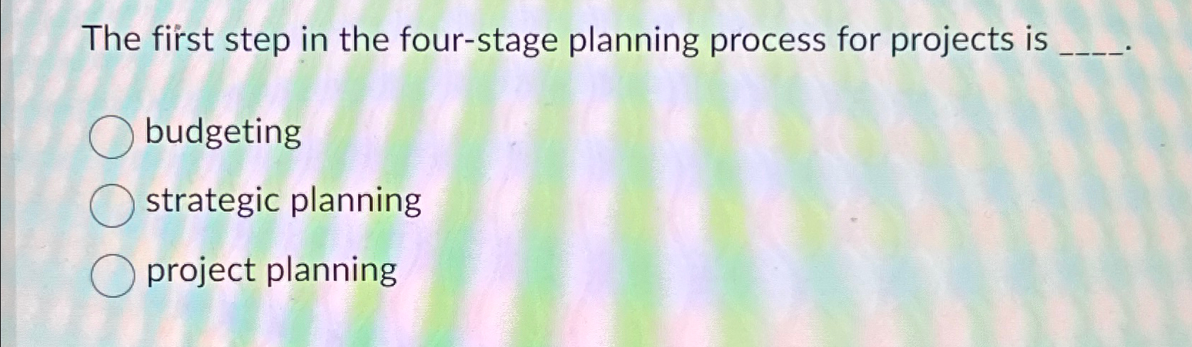 Solved The first step in the four-stage planning process for | Chegg.com