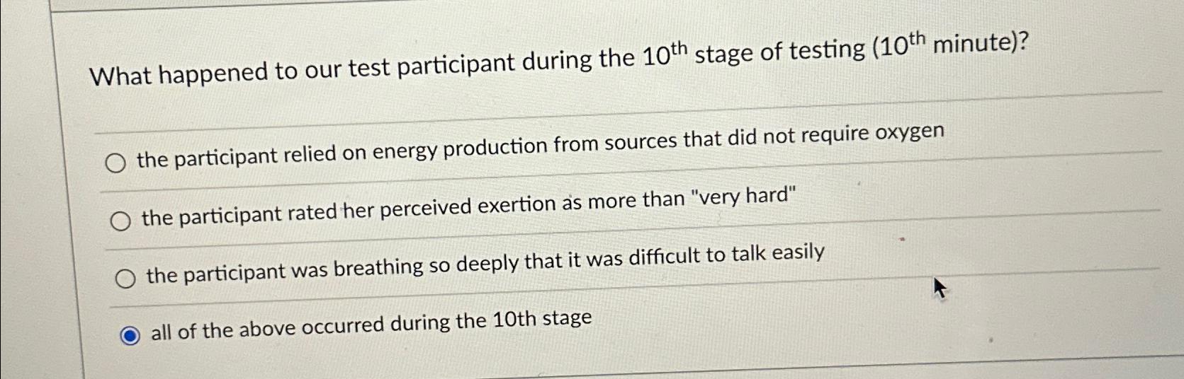 Solved What happened to our test participant during the | Chegg.com