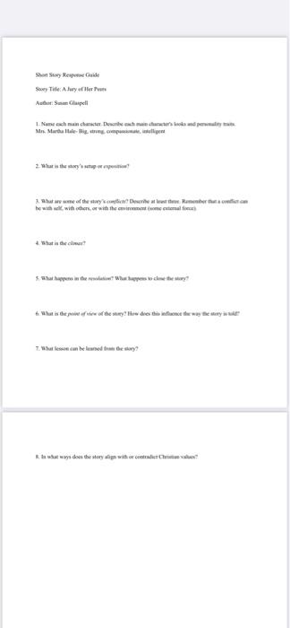 fill out the questions in response to A Jury of Her | Chegg.com