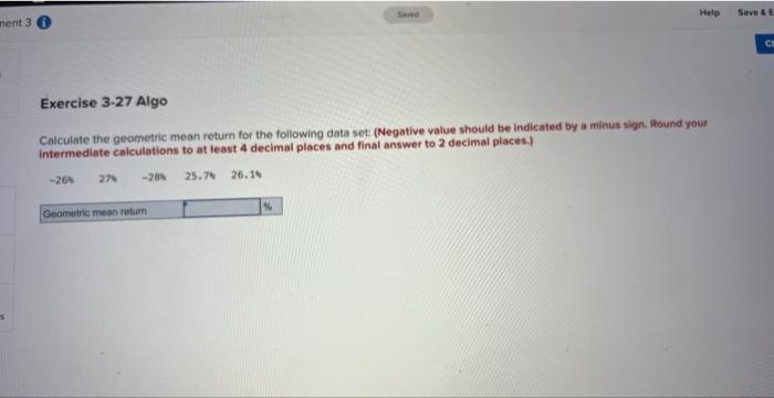Solved Calculate the geometric mean return for the following | Chegg.com
