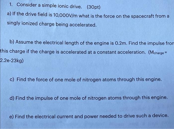 Solved 1. Consider a simple ionic drive. (30pt) a) If the | Chegg.com