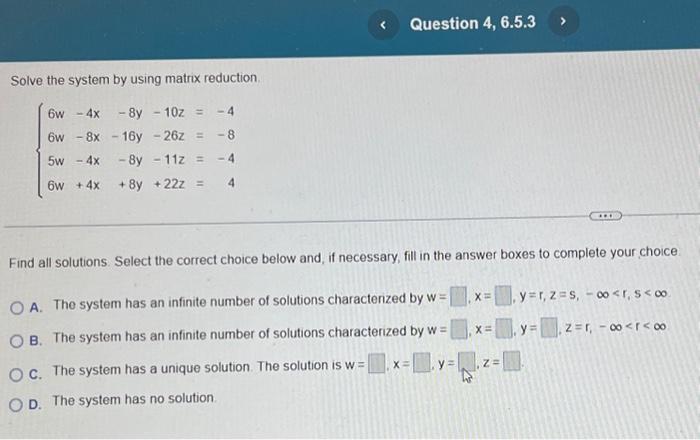 Solved Solve the system by using matrix reduction. | Chegg.com