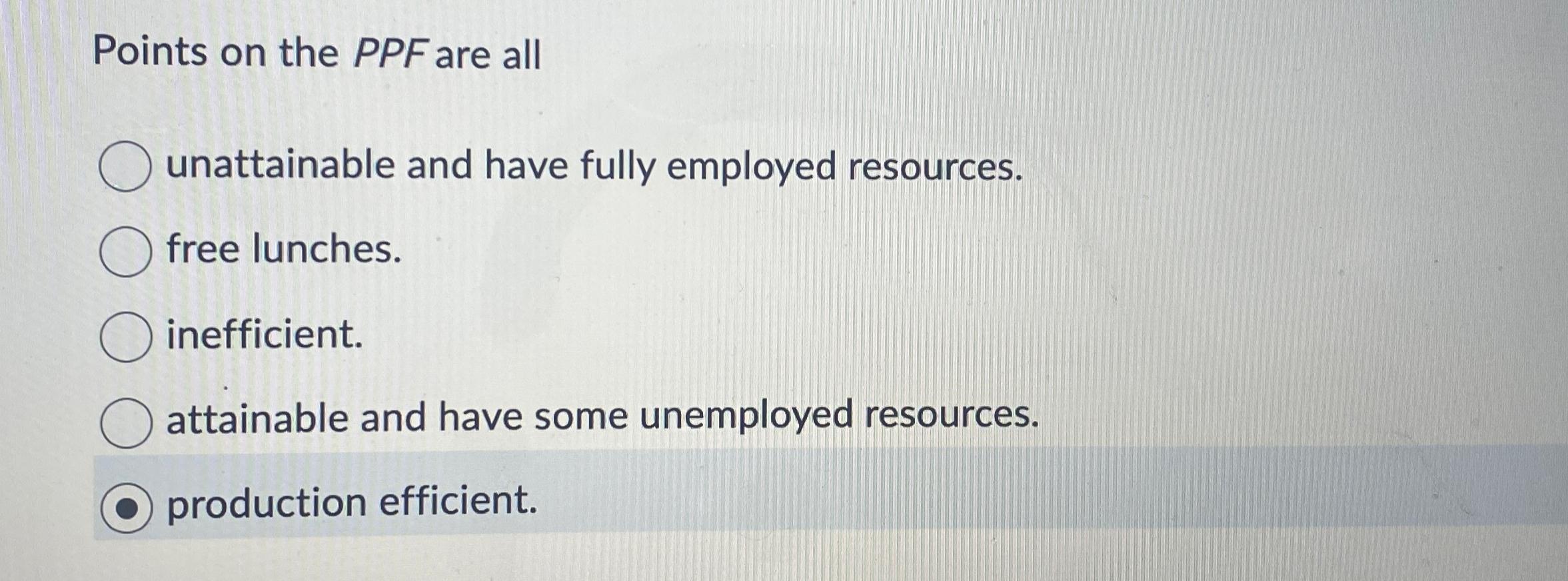 Solved Points on the PPF ﻿are allunattainable and have fully | Chegg.com