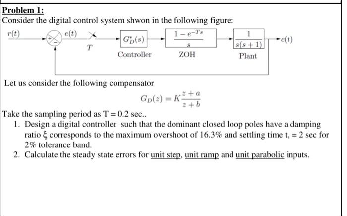Solved Problem 1: Consider the digital control system shwon | Chegg.com