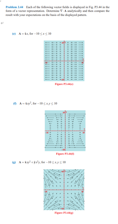 Solved Problem 3.44 ﻿Each of the following vector fields is | Chegg.com