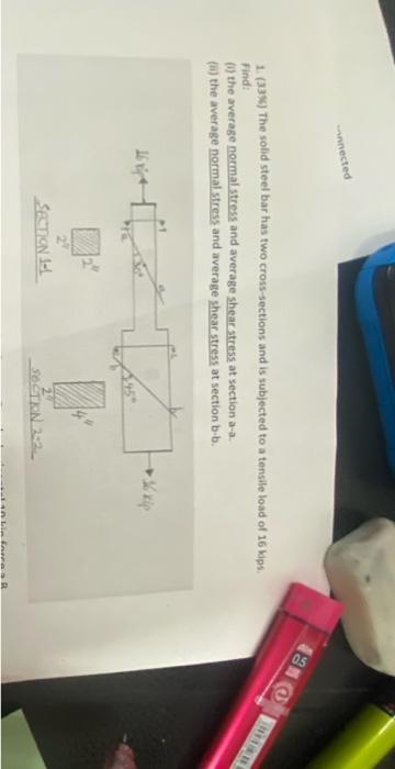 Solved 1. (33) ) The solid steel bar has two cross-sections | Chegg.com
