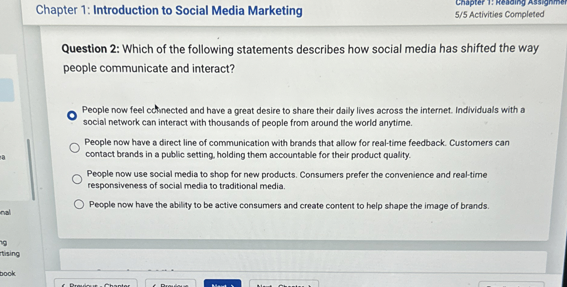 Solved Chapter 1: Introduction to Social Media Marketing5/5 | Chegg.com