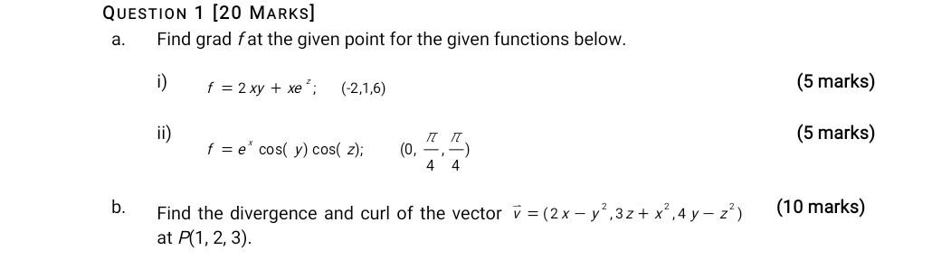 Solved a. Find grad f at the given point for the given | Chegg.com